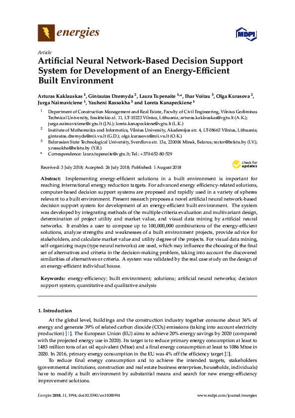 (PDF) Artificial Neural Network-Based Decision Support System for Development of an Energy ...
