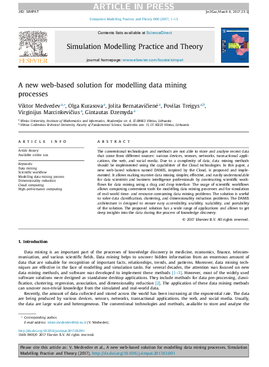 Pdf A New Web Based Solution For Modelling Data Mining Processes 9465