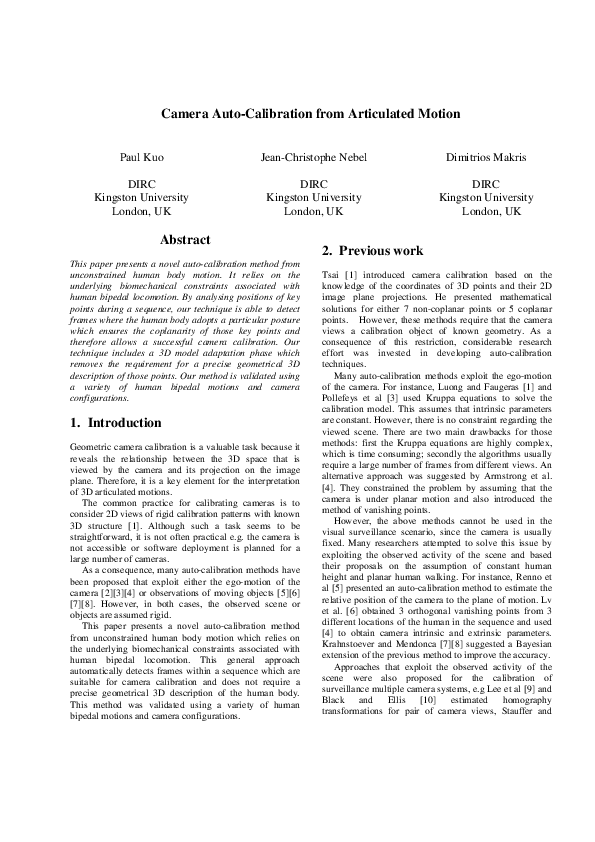 (PDF) Camera auto-calibration from articulated motion | Dimitrios ...
