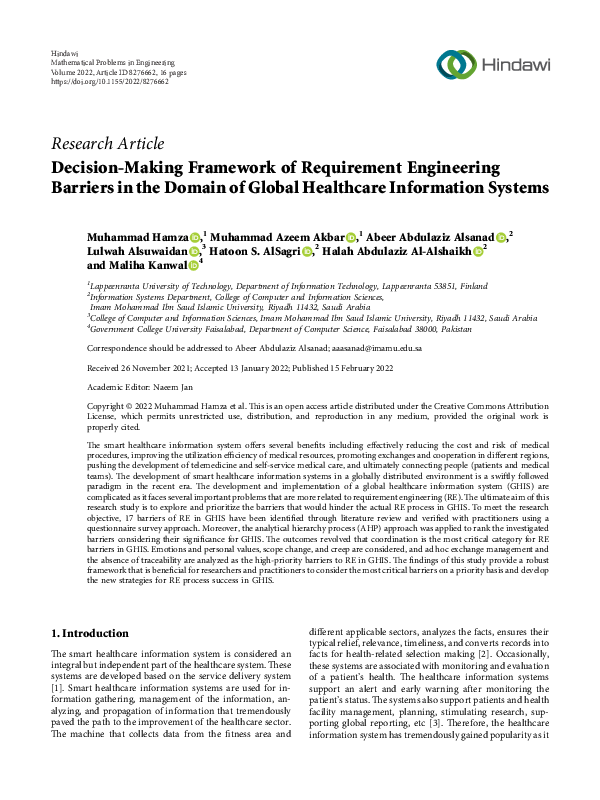 (PDF) Decision-Making Framework of Requirement Engineering Barriers in ...