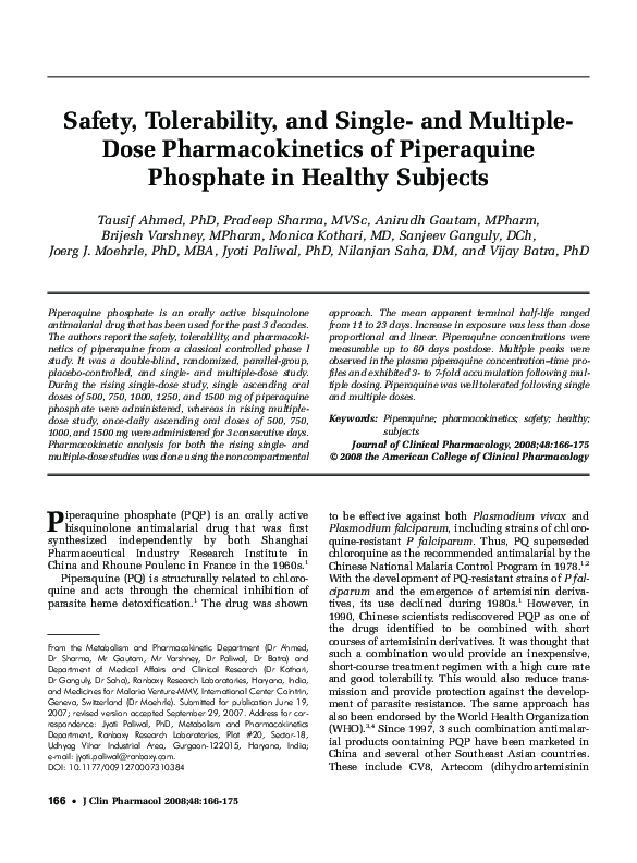 (PDF) Safety, Tolerability, and Single‐ and Multiple‐Dose ...