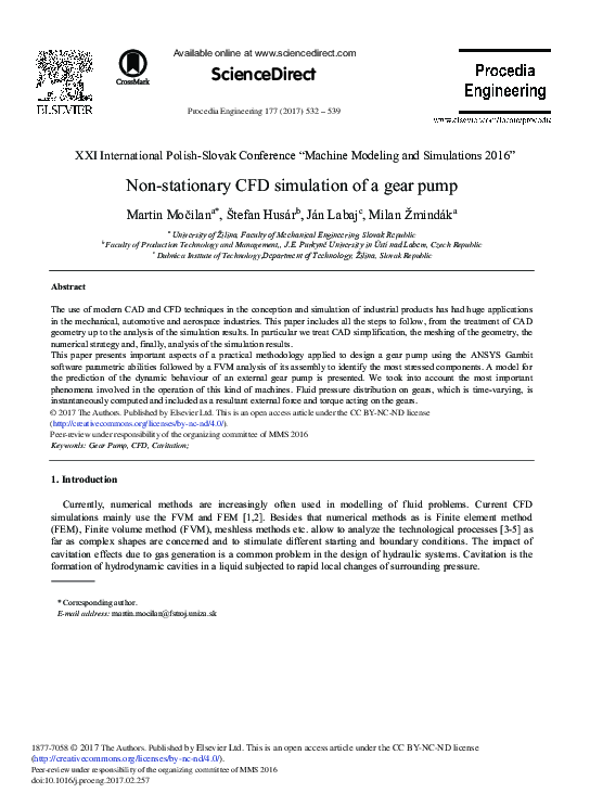 (PDF) CFD Analysis and Design of Gear Pumps