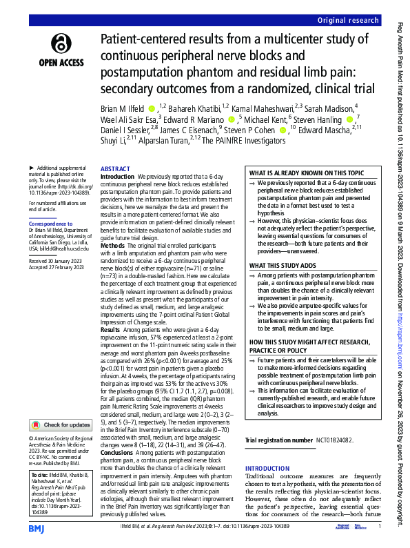 (PDF) Patient-centered results from a multicenter study of continuous ...