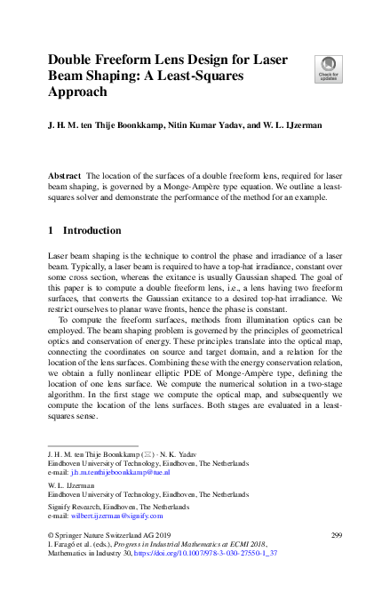 (PDF) Double Freeform Lens Design for Laser Beam Shaping: A Least ...