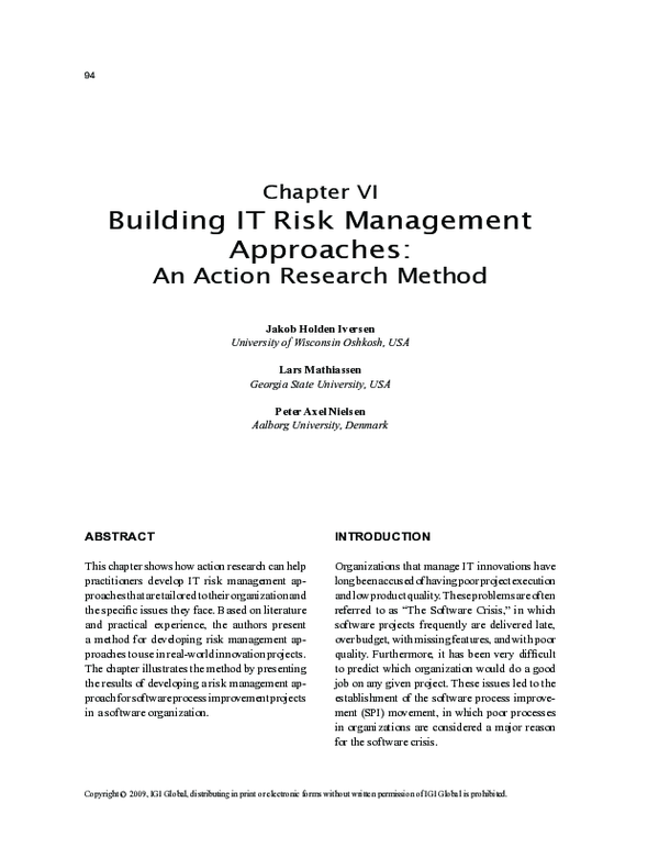 (PDF) Building IT Risk Management Approaches