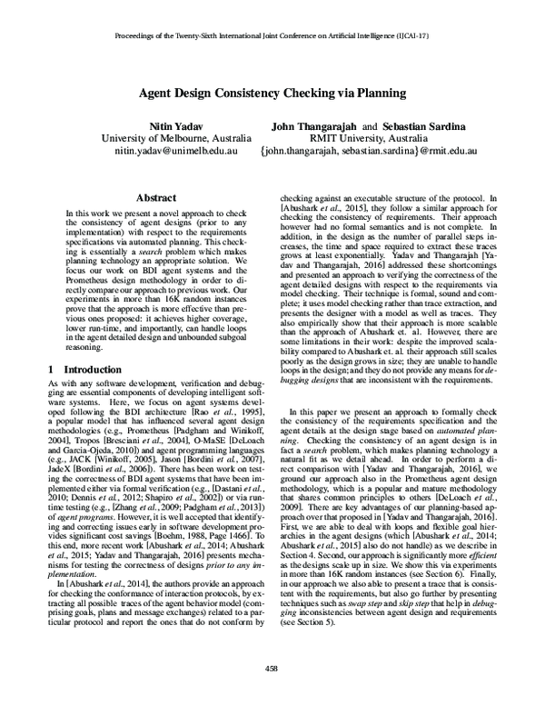 (PDF) Agent Design Consistency Checking via Planning | NITIN KUMAR YADAV - Academia.edu