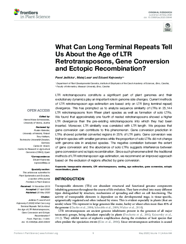 (PDF) What Can Long Terminal Repeats Tell Us About the Age of LTR ...