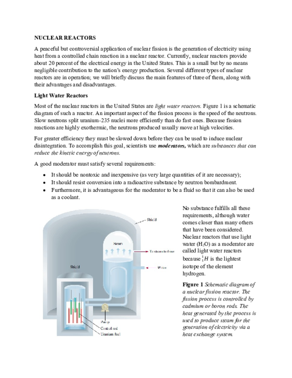 (DOC) Lecture 7- REACTORS AND NUCLEAR FUSION
