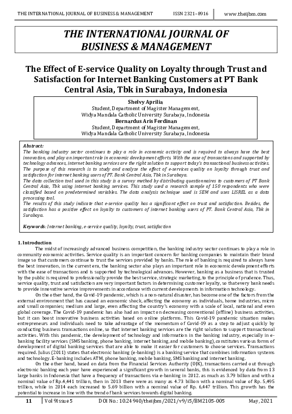 (PDF) The Effect of E-service Quality on Loyalty through Trust and ...