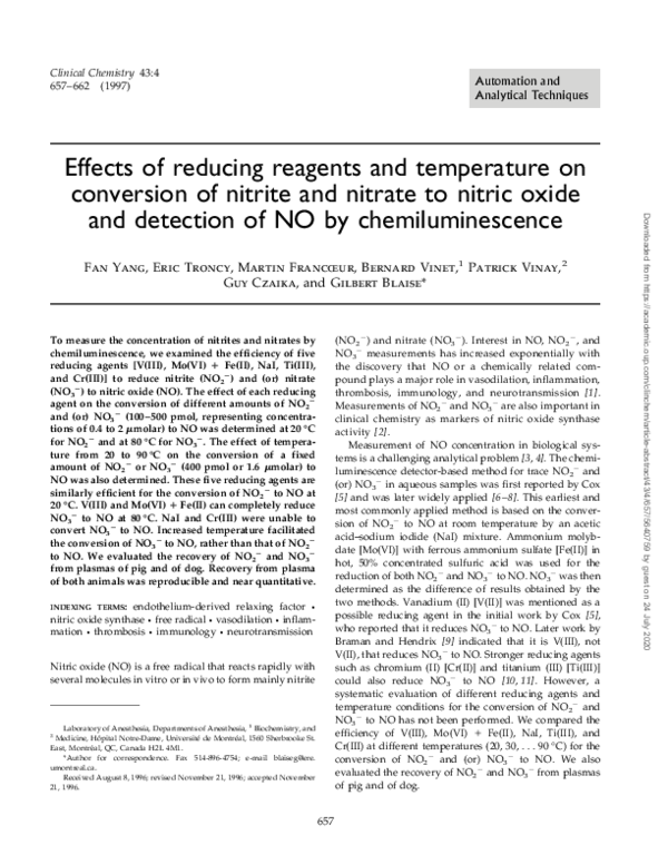(PDF) Effects of reducing reagents and temperature on conversion of ...