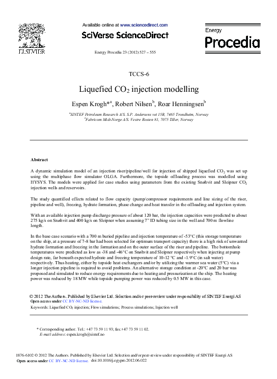 (PDF) Liquefied CO2 Injection Modelling