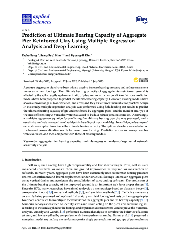 (PDF) Prediction of Ultimate Bearing Capacity of Aggregate Pier Reinforced Clay Using Multiple ...