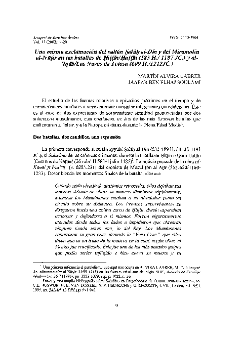 (PDF) Una misma exclamación del sultán Salah al-Din y del Miramolin al ...