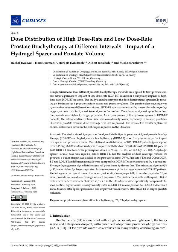 (PDF) Dose Distribution of High Dose-Rate and Low Dose-Rate Prostate ...
