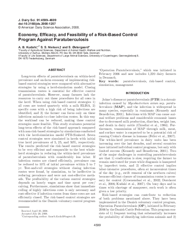 (PDF) Economy, Efficacy, and Feasibility of a Risk-Based Control ...