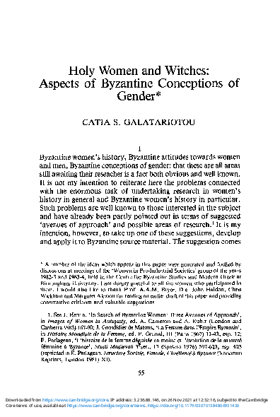(PDF) Holy Women and Witches: Aspects of Byzantine Conceptions of Gender