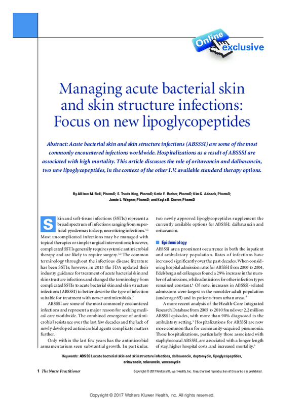 (PDF) Managing acute bacterial skin and skin structure infections