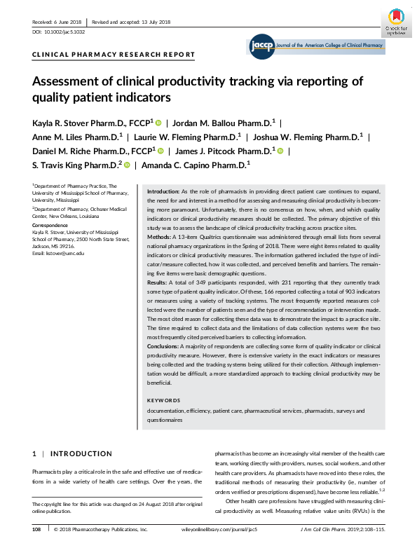 (PDF) Assessment of clinical productivity tracking via reporting of ...