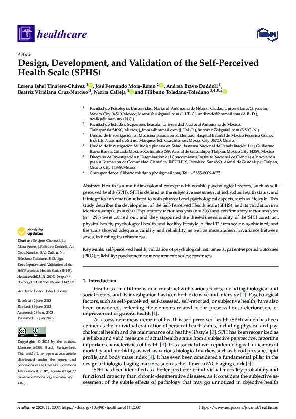 (PDF) Design, Development, and Validation of the Self-Perceived Health ...