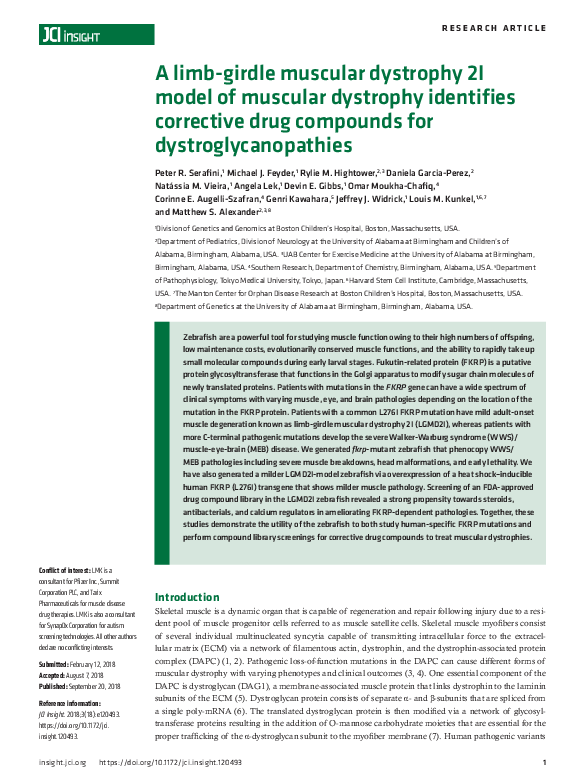 (PDF) A limb-girdle muscular dystrophy 2I model of muscular dystrophy ...
