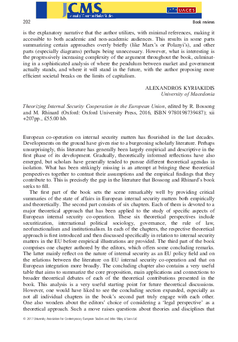 (PDF) Theorizing internal security cooperation in the European Union