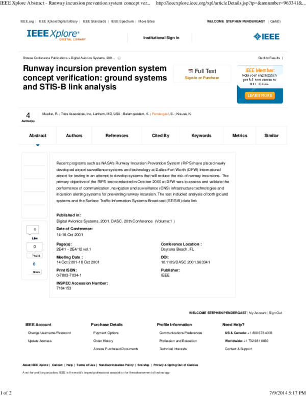 (PDF) Runway incursion prevention system concept verification: ground ...