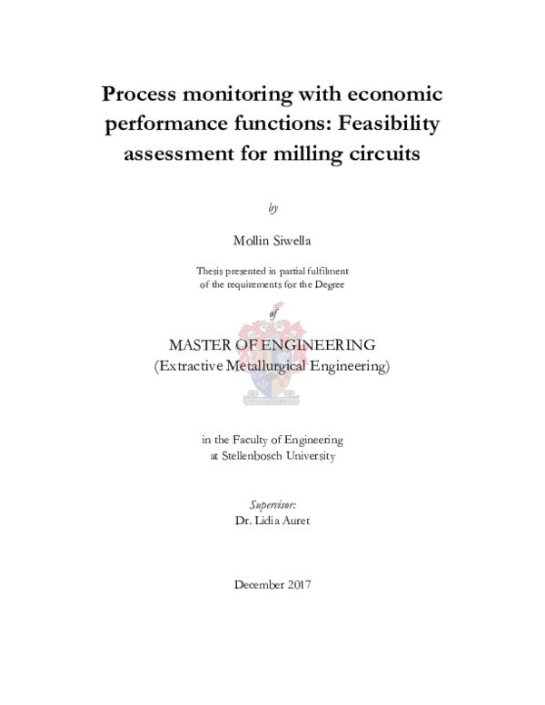 (PDF) Process monitoring with economic performance functions : feasibility assessment for ...