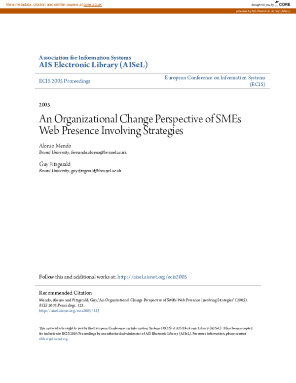 (PDF) An Organizational Change Perspective of SMEs Web Presence ...