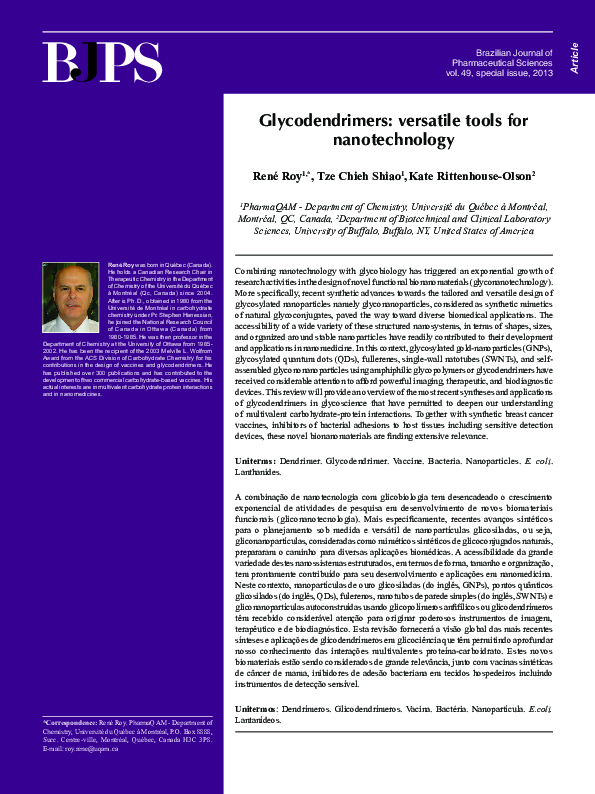 (PDF) Glycodendrimers: versatile tools for nanotechnology