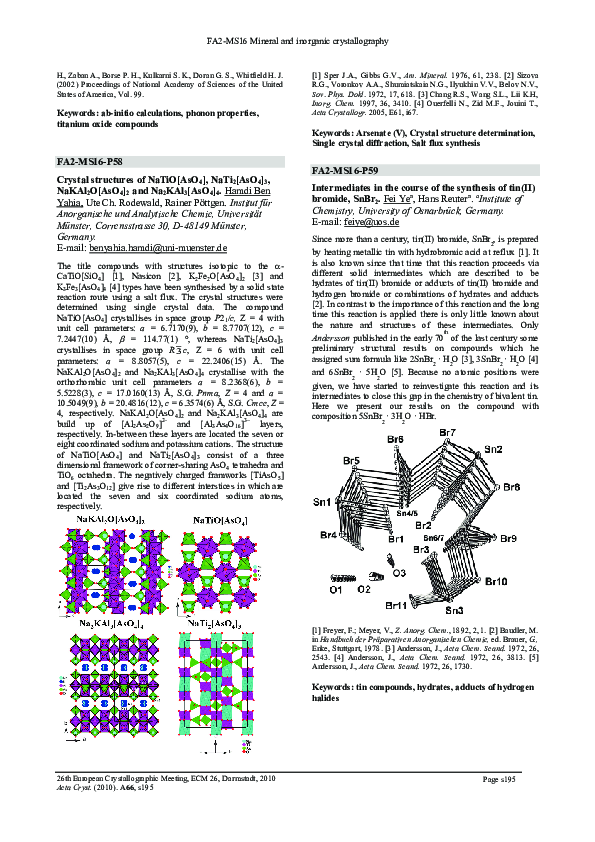 (PDF) Intermediates in the course of the synthesis of tin(II) bromide ...