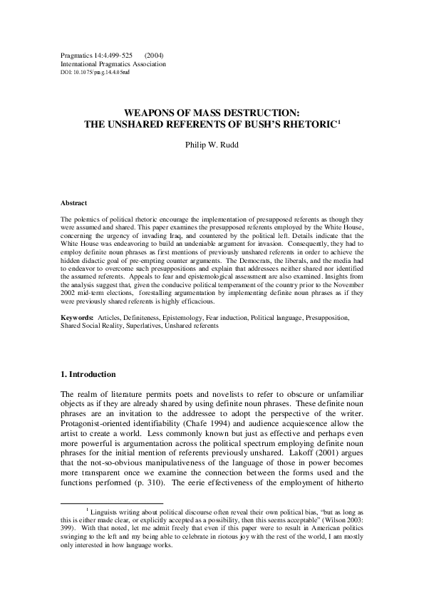 (PDF) Weapons of mass destruction