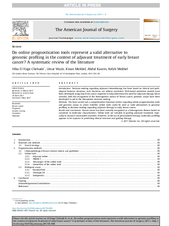 (PDF) Do online prognostication tools represent a valid alternative to ...