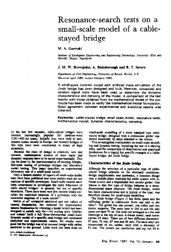 (PDF) Resonance-search tests on a small-scale model of a cable-stayed ...