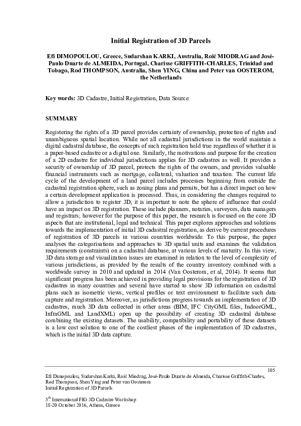 (PDF) Initial Registration of 3D Parcels