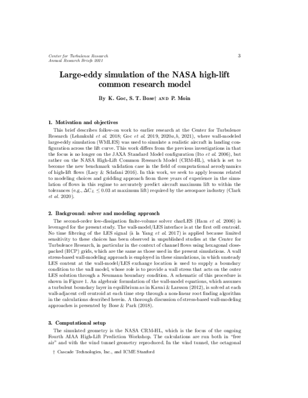 (PDF) Large Eddy Simulation of the NASA High-Lift Common Research Model