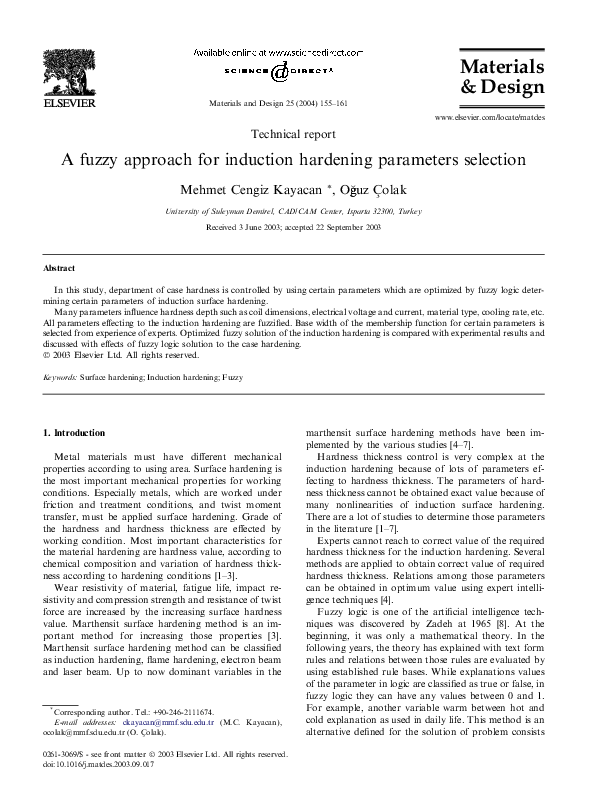 (PDF) Fuzzy Logic for Induction Hardening Optimization