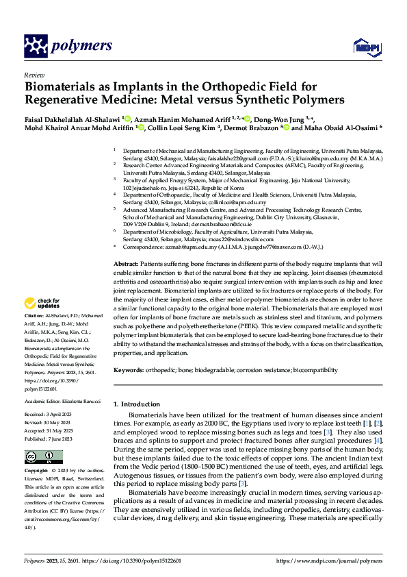 (PDF) Biomaterials as Implants in the Orthopedic Field for Regenerative ...