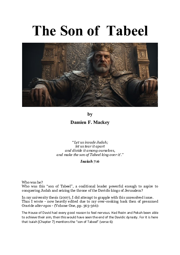 (DOC) The Son of Tabeel