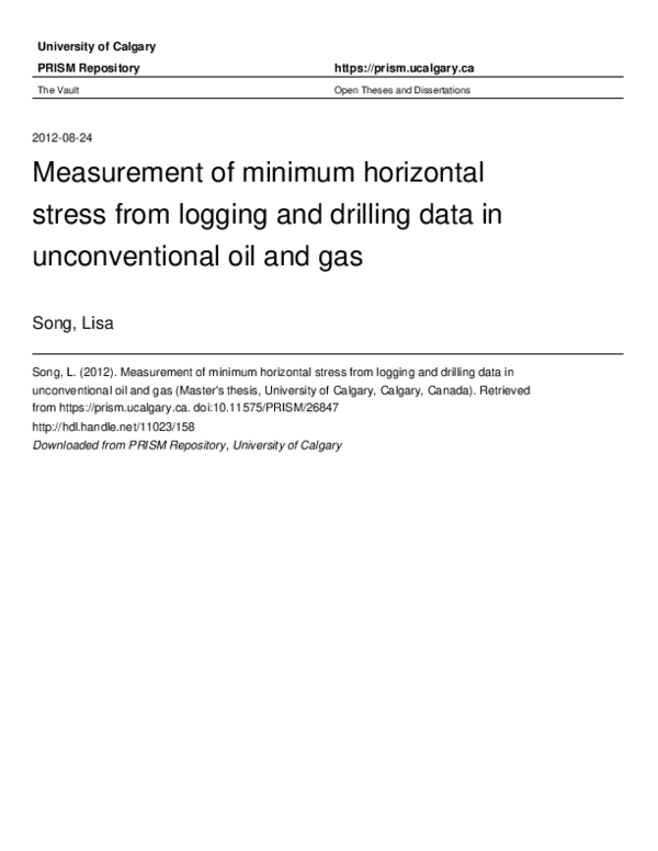 (PDF) Measurement of minimum horizontal stress from logging and ...