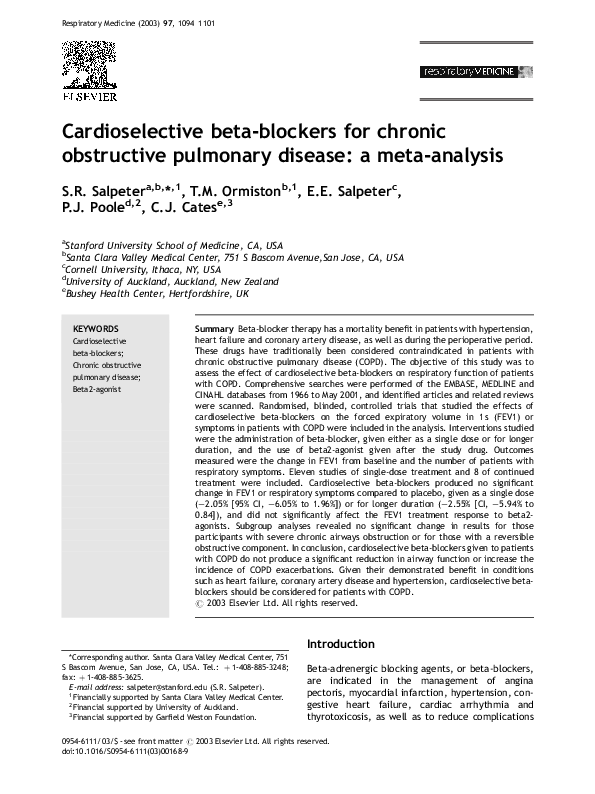 (PDF) Cardioselective beta-blockers for chronic obstructive pulmonary disease