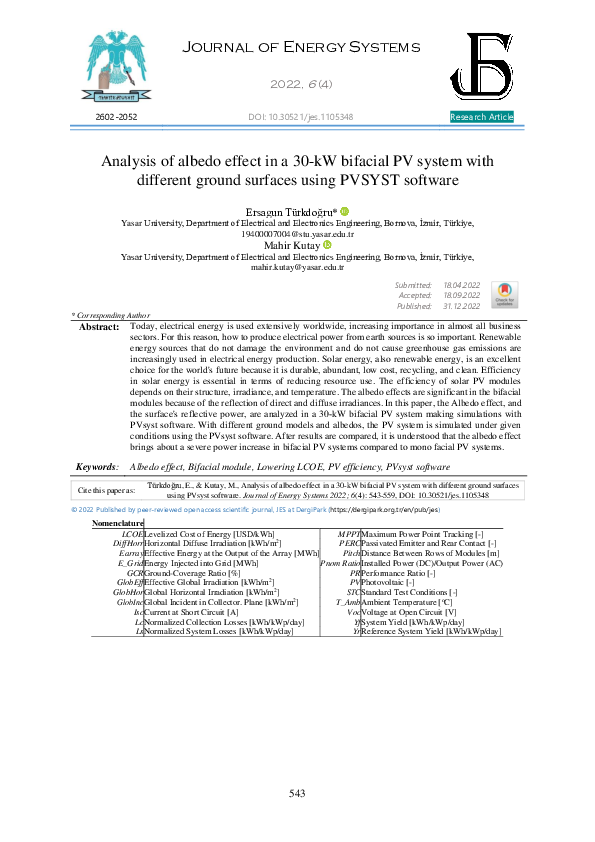 (PDF) Analysis of albedo effect in a 30-kW bifacial PV system with ...
