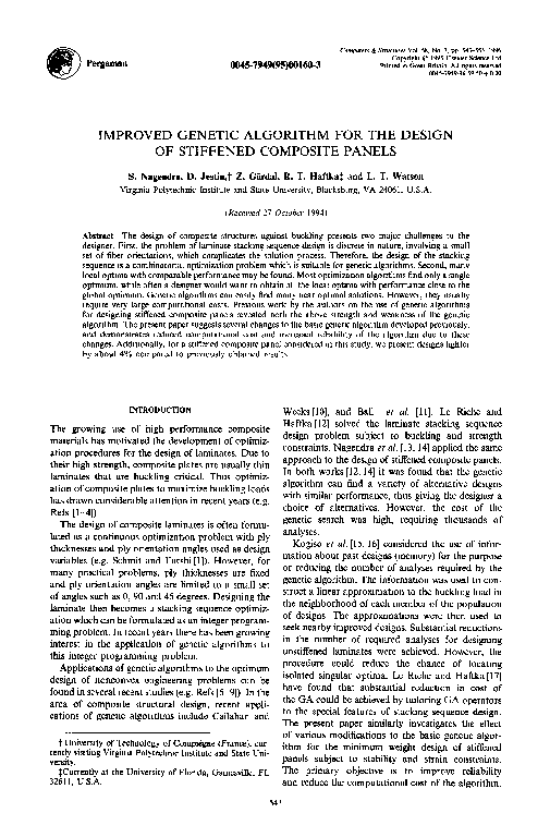 (PDF) Improved genetic algorithm for the design of stiffened composite panels