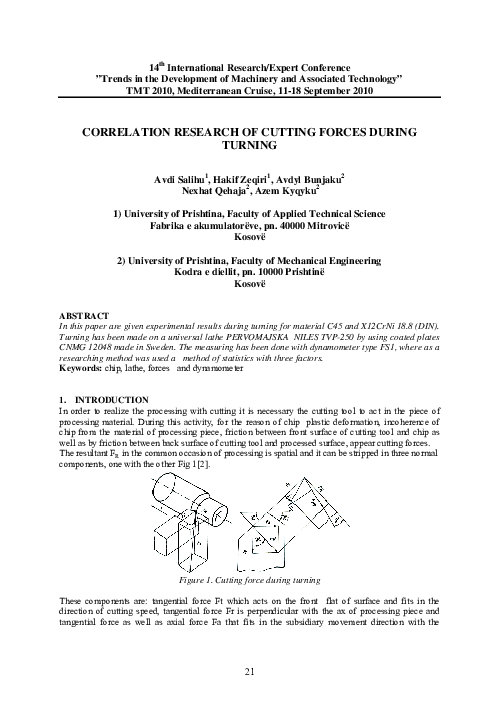 (PDF) Correlation Research of Cutting Forces During Turning