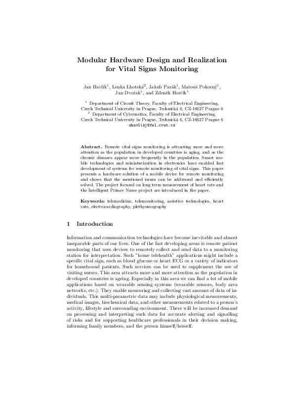 (PDF) Modular Hardware Design and Realization for Vital Signs Monitoring