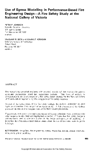 (PDF) Use Of Egress Modelling In Performance-based Fire Engineering Design-a Fire Safety Study ...