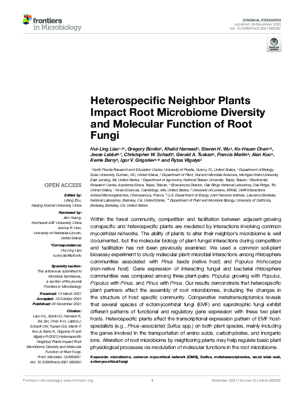 (PDF) Heterospecific Neighbor Plants Impact Root Microbiome Diversity and Molecular Function of ...