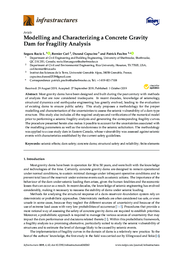 (PDF) Modelling and Characterizing a Concrete Gravity Dam for Fragility Analysis