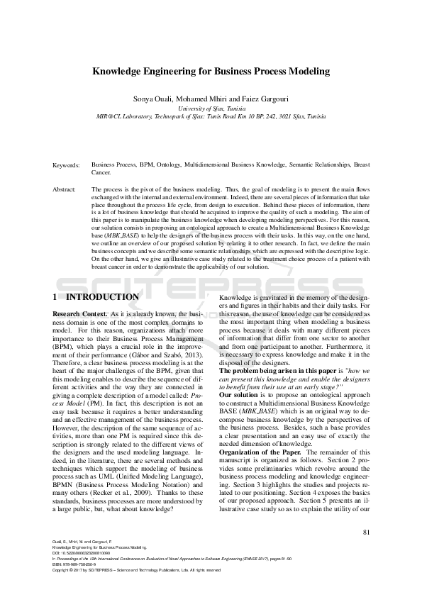 (PDF) Knowledge Engineering for Business Process Modeling