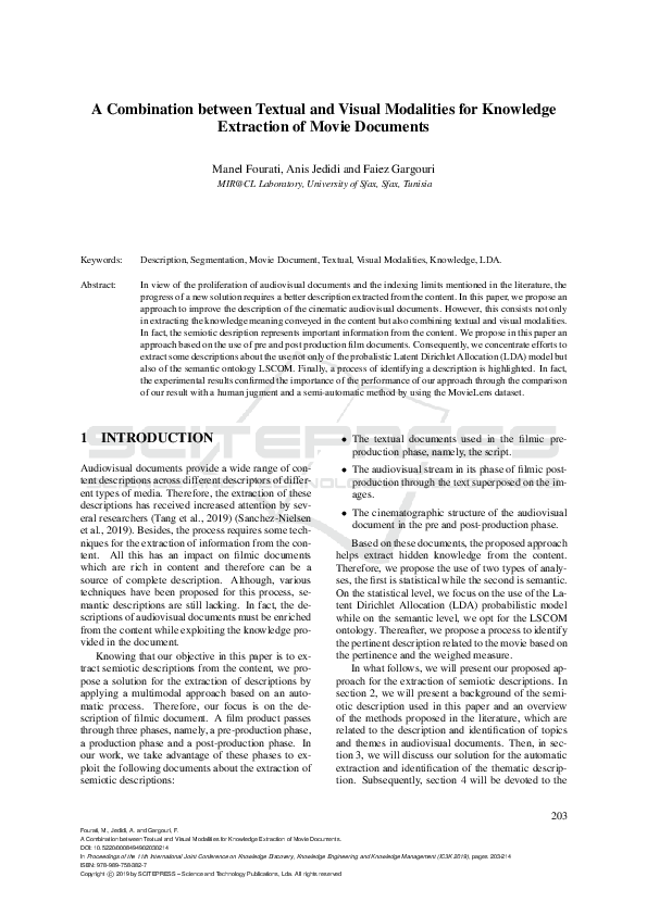 Pdf A Combination Between Textual And Visual Modalities For Knowledge Extraction Of Movie