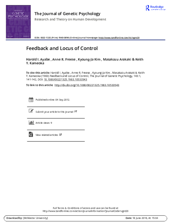 (PDF) Feedback and Locus of Control